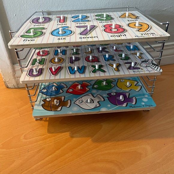 Melissa & Doug | Toys | Melissa Doug Puzzles Wire Metal Puzzle Rack And ...
